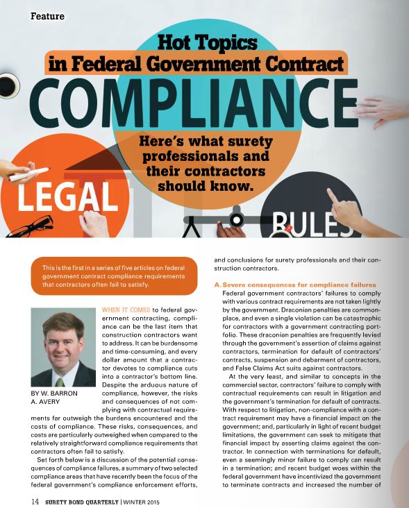 Hot Topics in Federal Government Compliance – Surety Bond Quarterly